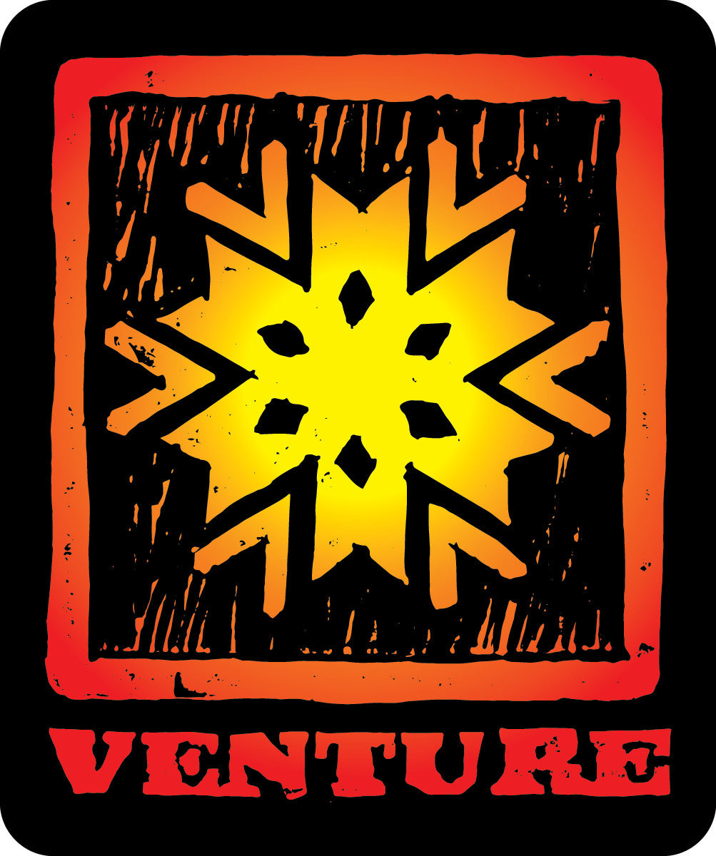 Woodcut Sunburst Sticker - Venture Snowboards